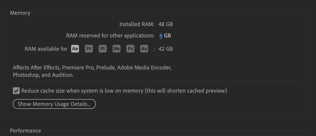 Low memory warning but I have 48gb RAM. Help! - Adobe Product Community - 13338020