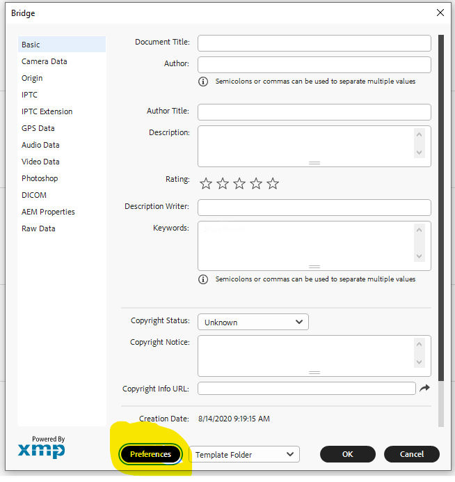 Bridge 2023 suggestion - move File Info prefs - Adobe Community - 13346731