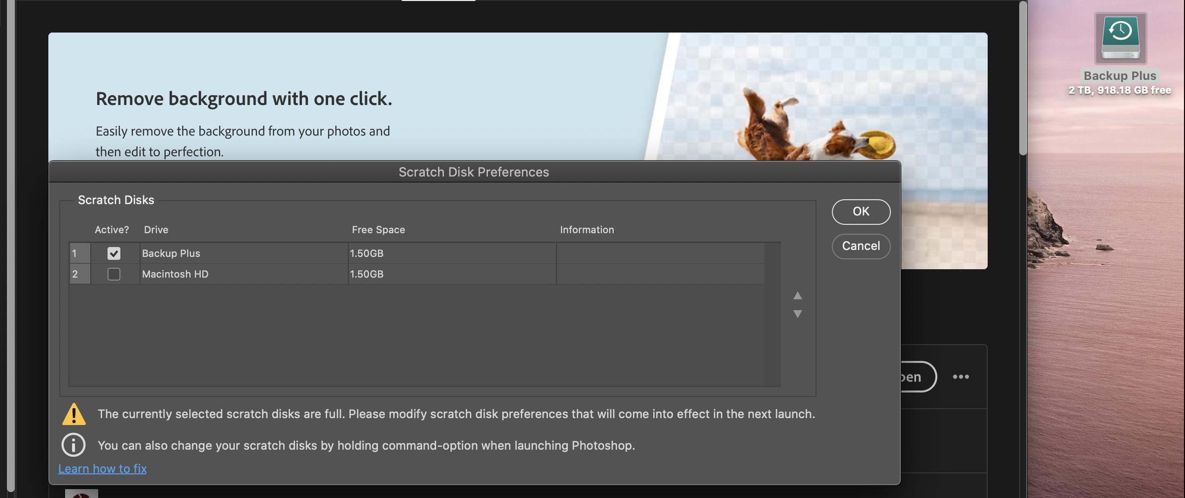 Can't use back up drive as Scratch Disk - Adobe Community - 13353865