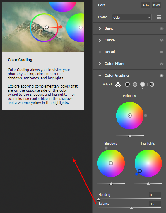Solved: Color grading. Balance vs Blending - Adobe Product Community ...