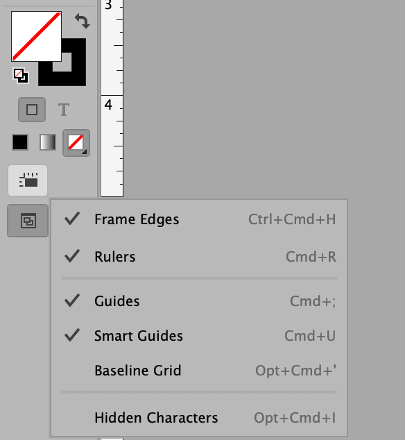 'show frame edges' in indesign, where is the icon ... - Adobe Community ...