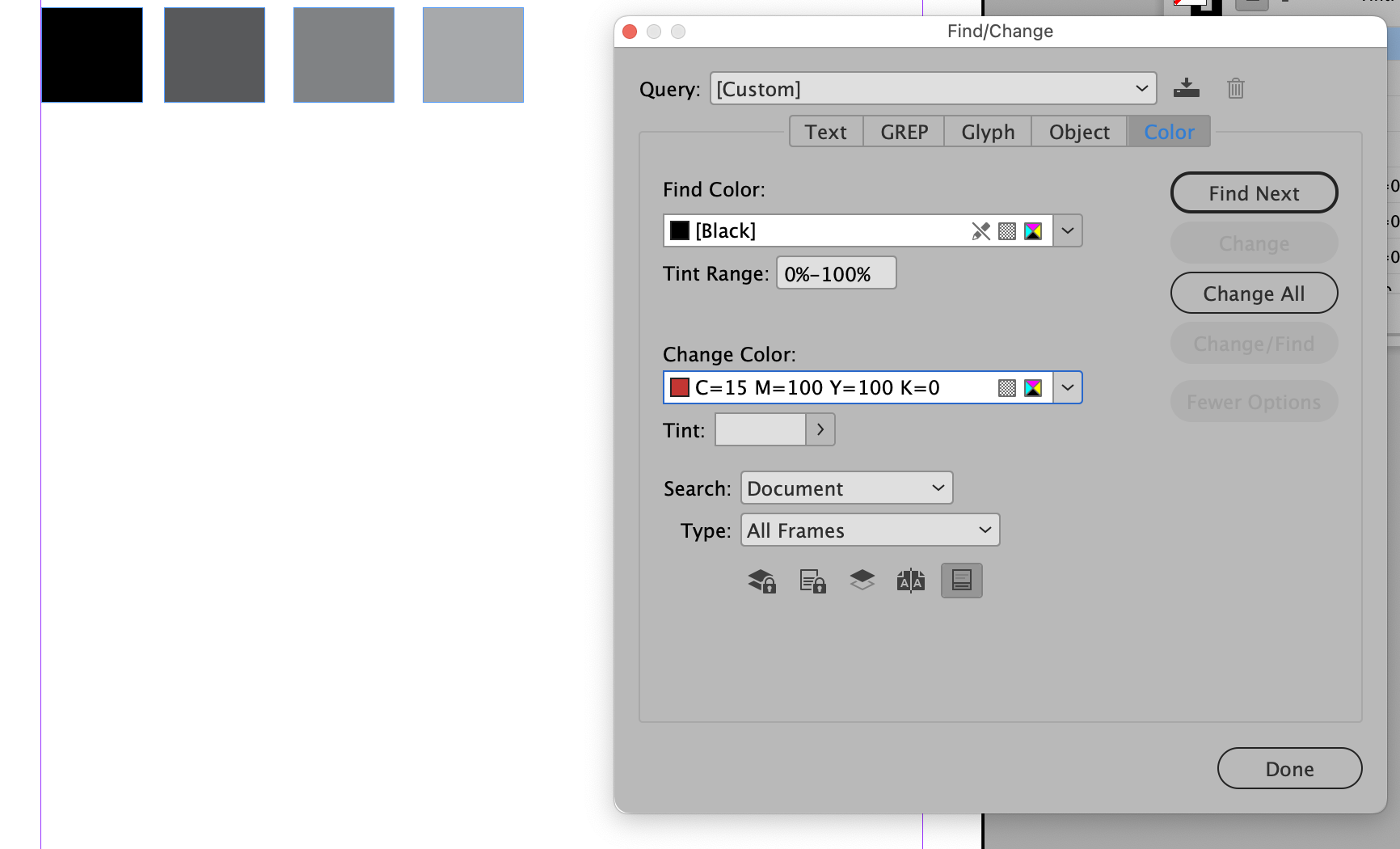 Find color tint range not working in InDesign 2023 - Adobe Product ...