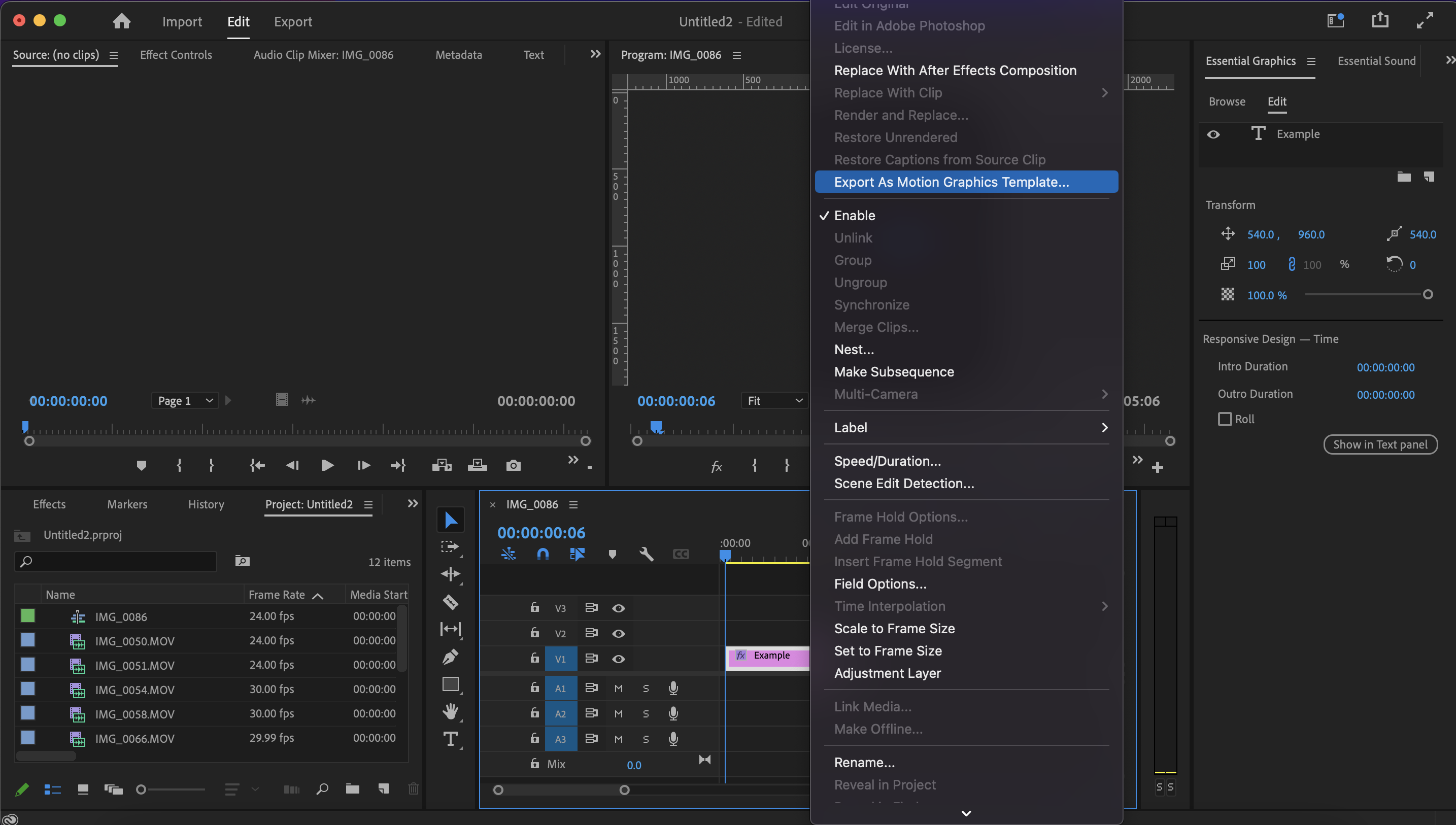 Issue exporting motion graphic template - Adobe Community - 13389295