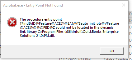 Entry Point not Found PM.dll - Adobe Product Community - 13420272
