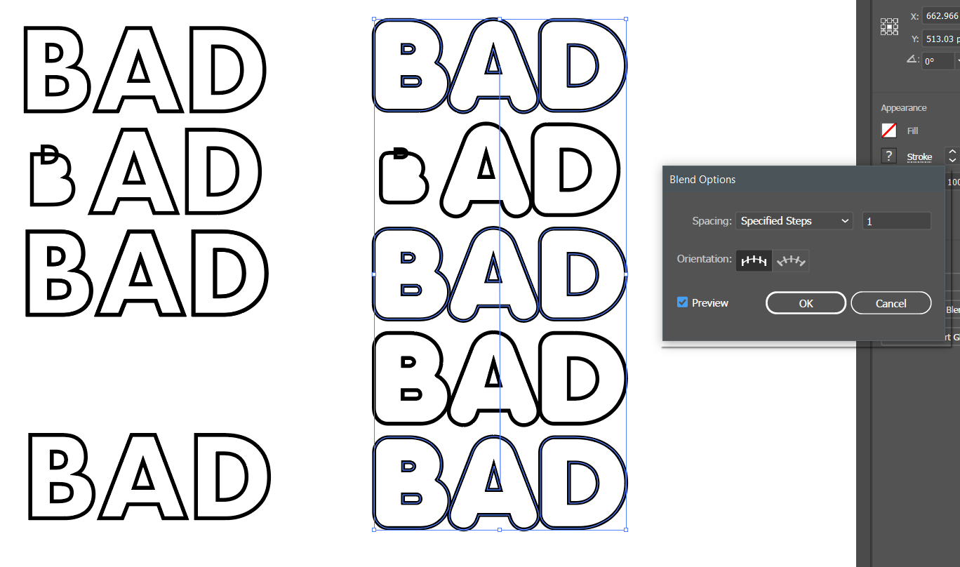 Solved: Blending between three text outlines is.. weird - Adobe Product ...