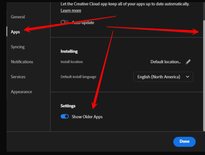Solved: Can't find "box" for "Show older apps" (Urgently n... - Adobe Community - 13439066