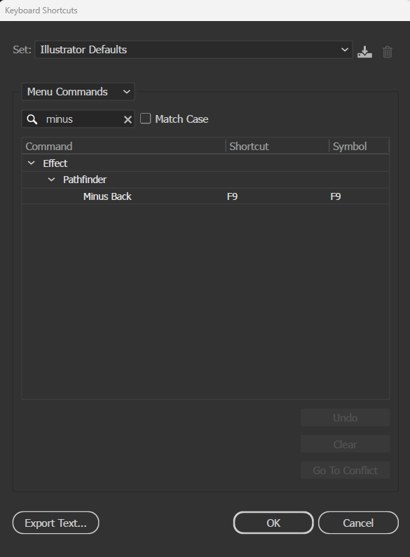 Solved: Can't create Minus Front keyboard shortcut - Adobe Product ...