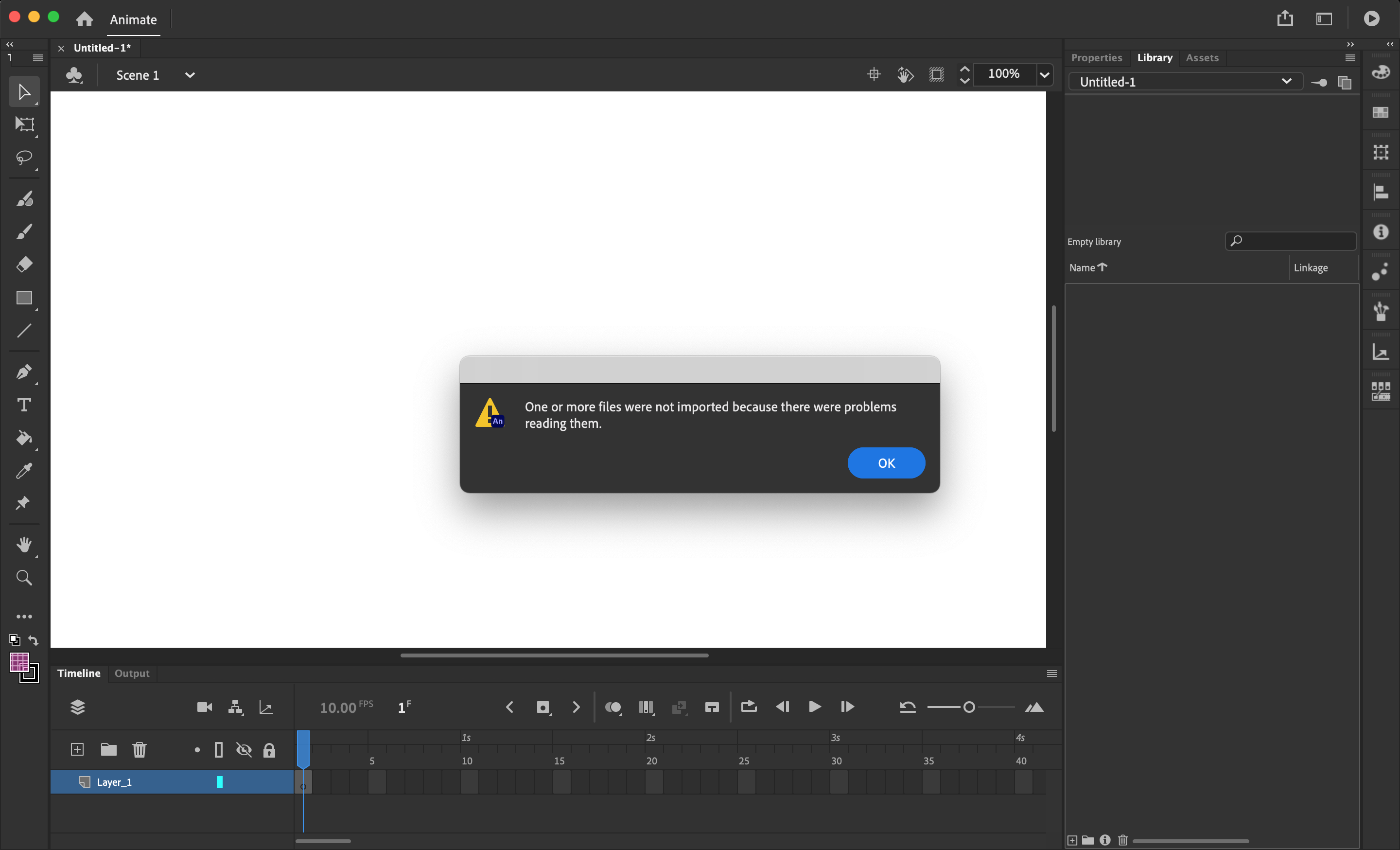 Animate won't accept any forms of audio files. - Adobe Product Community - 13446397