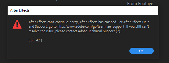 after effects error crash in progress - Adobe Product Community - 13460183