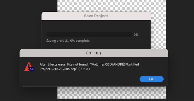 After Affects doesn't allow to save on SSD externa... - Adobe Product ...