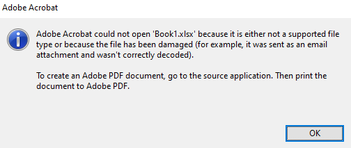 Excel files no longer a supported type in Acrobat ... - Adobe Product Community - 13513736
