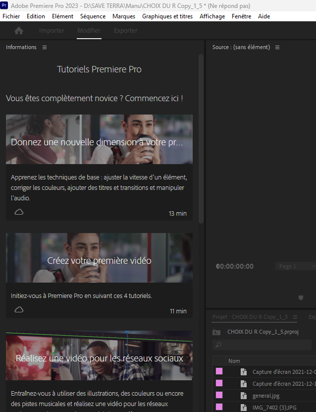 Blocage Première pro (Ne répond pas) - Adobe Product Community - 13536930
