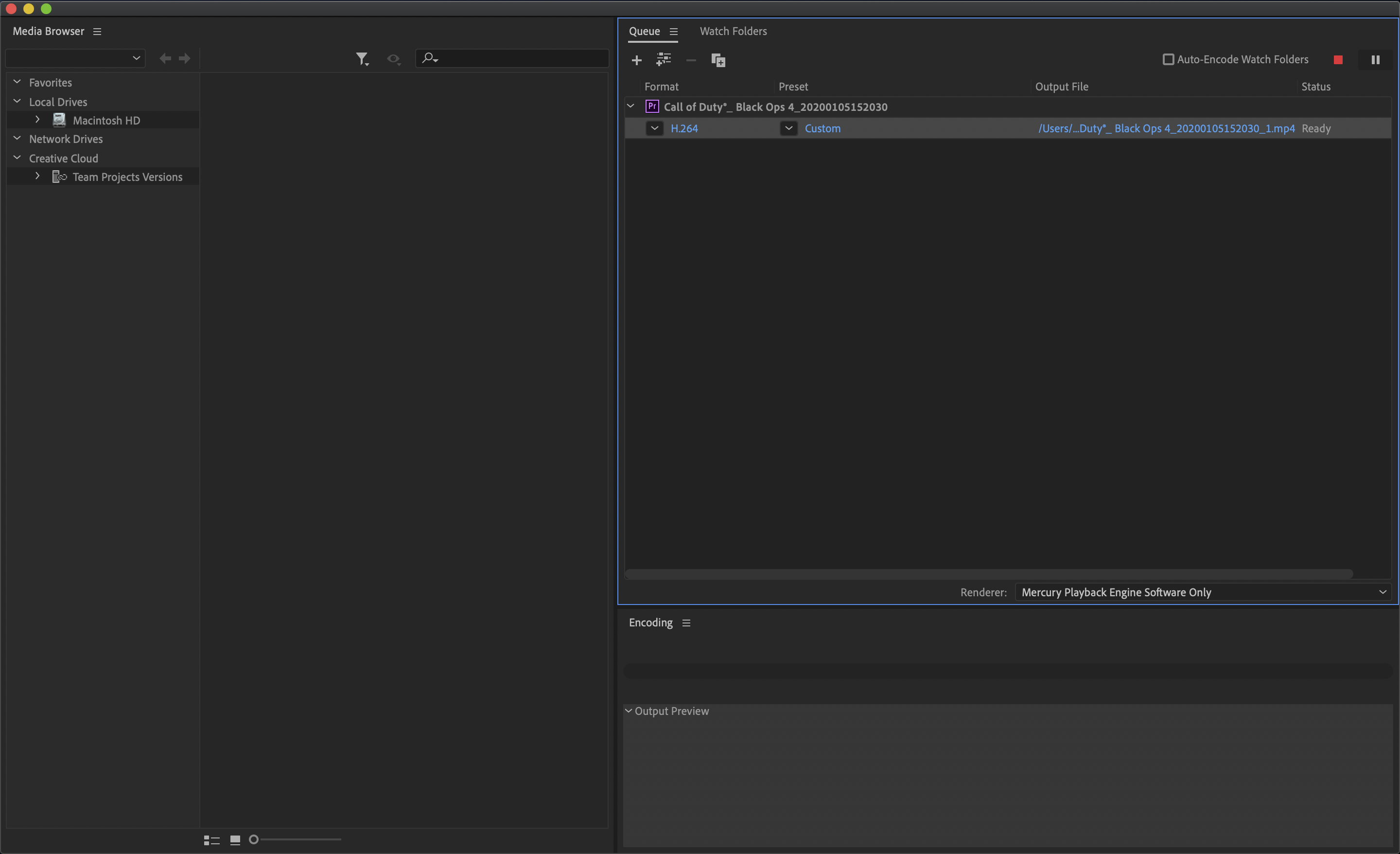 Media Encoder not rendering - Adobe Community - 10881142