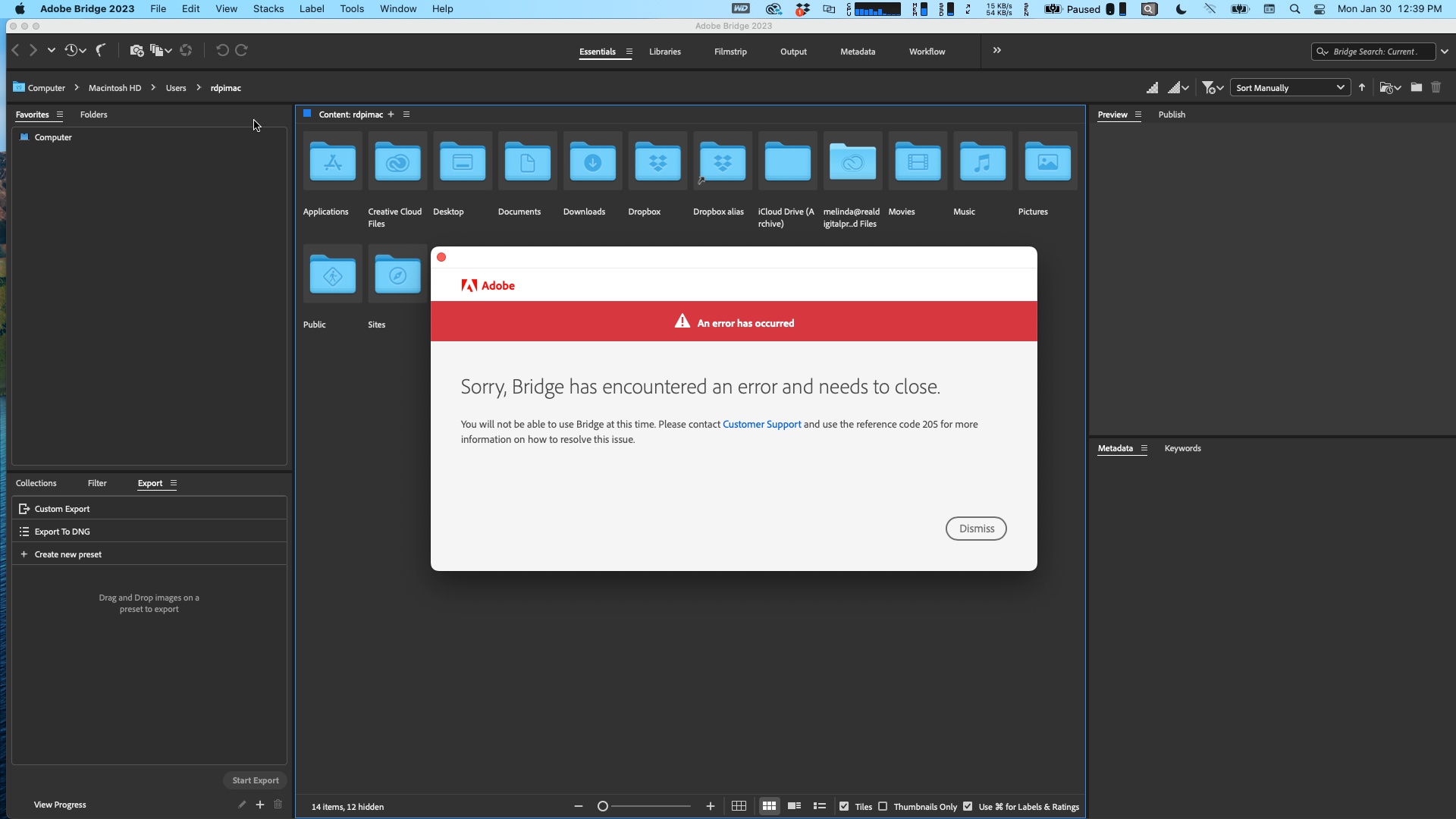 Solved: error 205 on all versions and web browsers tried ... - Adobe ...