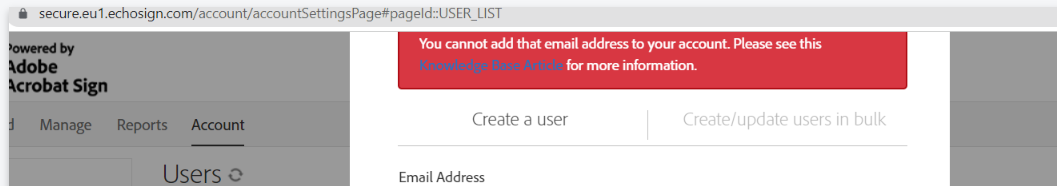 Adobe Sign user already exists in the organization - Adobe Community ...