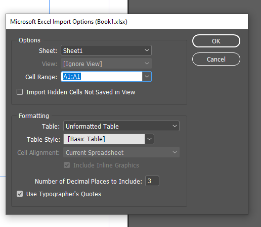 Inserting excel data into an INDESIGN table cell i... - Adobe Product ...