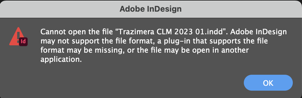 Cannot open the indd file - Adobe Support Community - 13550411