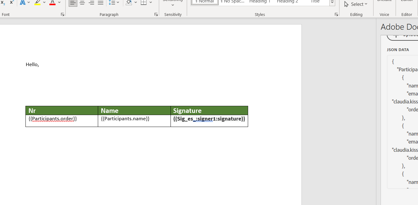 Signing all the same document, where their names a... - Adobe Product ...
