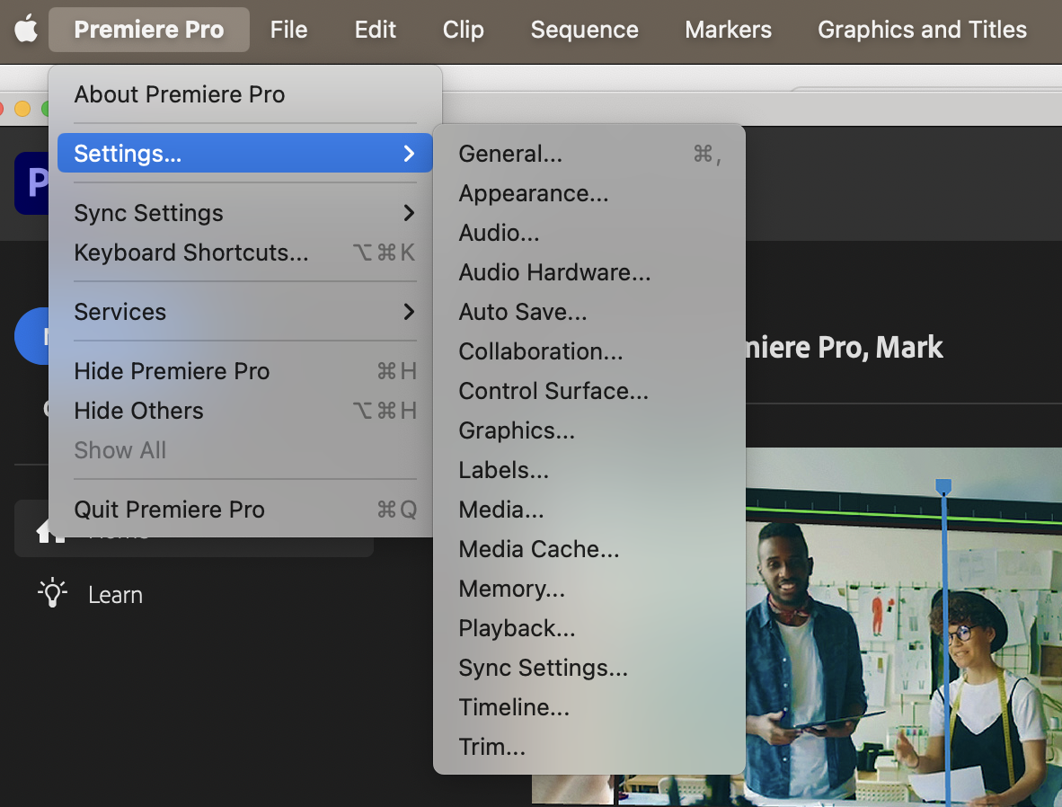 Premiere Pro 2023 Preferences link - Adobe Product Community - 13567857