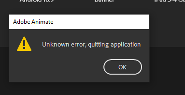 Solved: Error on opening Animate - forced shutdown - Adobe Community - 13568269