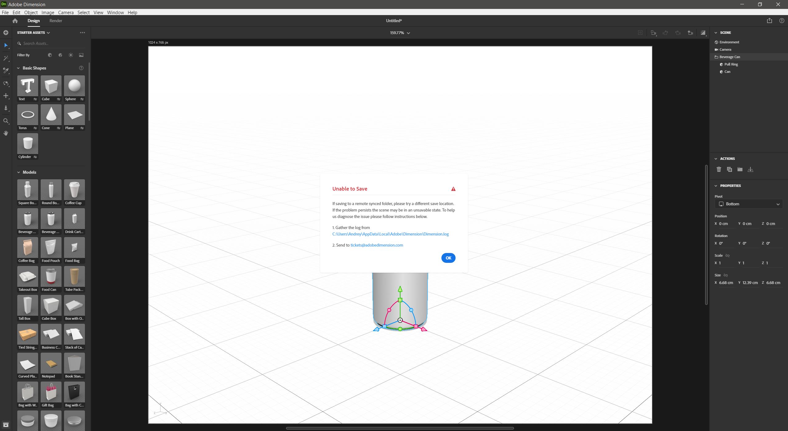 Solved: I have a problem saving a file in Adobe Dimension - Adobe ...