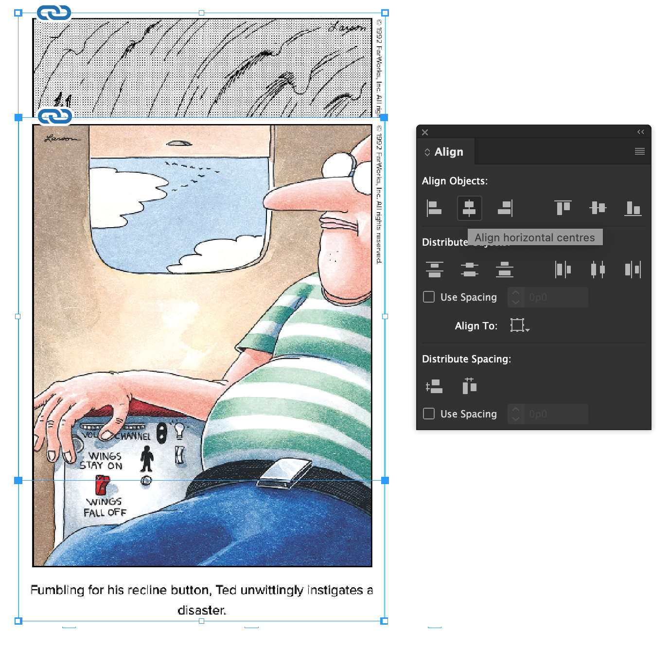 Solved: how to center two objects vertically to the margin... - Adobe ...