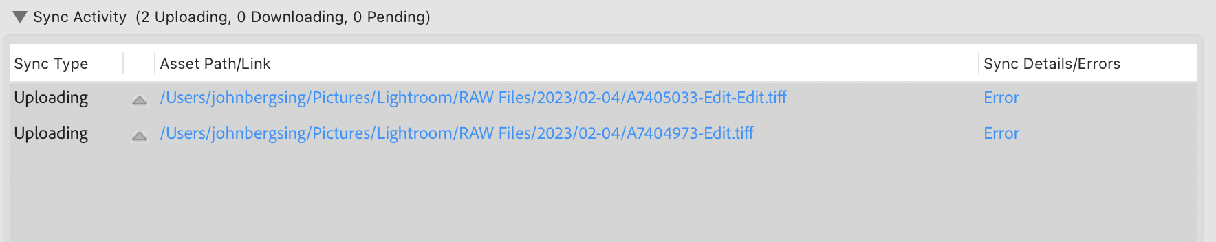 Sync Error - Adobe Community - 13576575