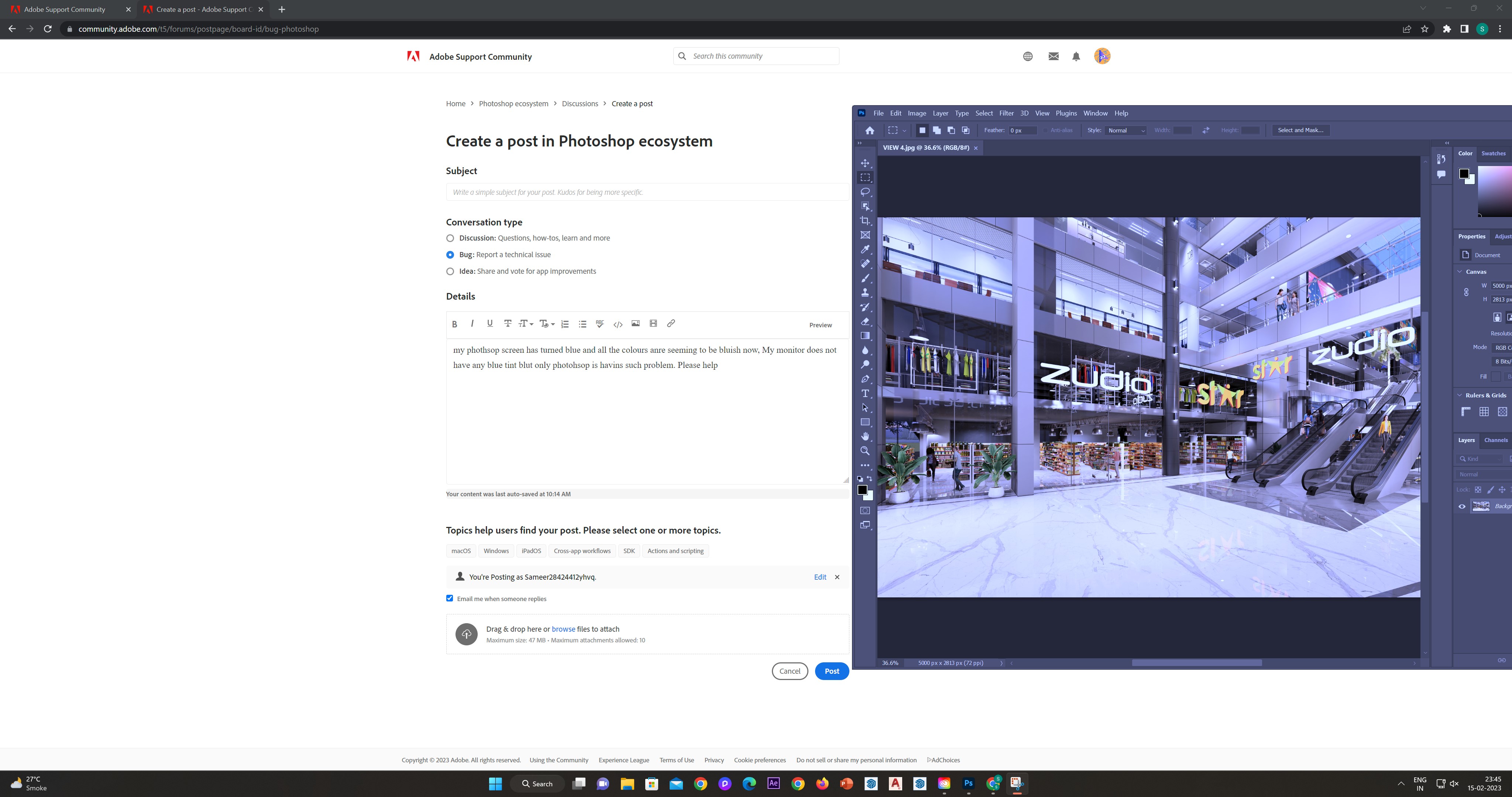 Photoshop window tuned blue after windows update - Adobe Product ...