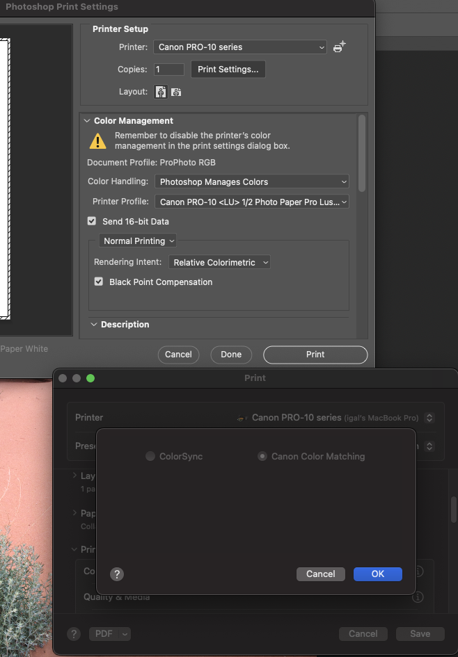 Help: Printing from Photoshop disables choosing Co... - Adobe Product Community - 13591415
