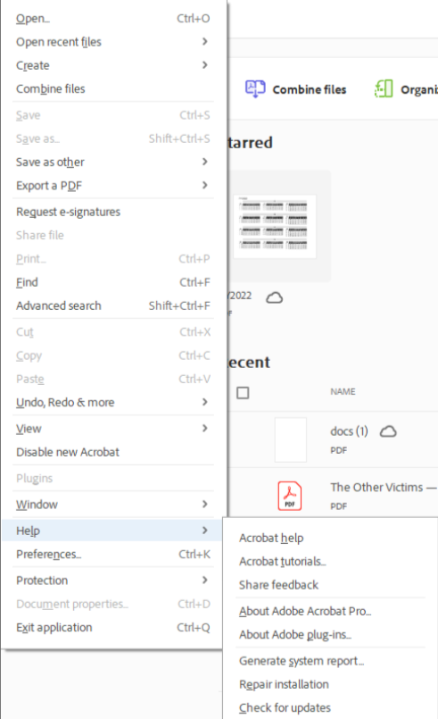 How o put menu options on top tool bar--on free ve... - Adobe Product ...