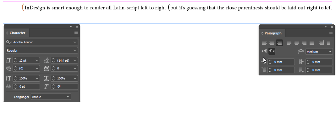 Closing Parentheses Moves to Front of Text Line - Adobe Product ...