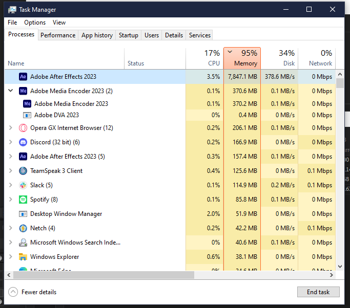 When using after effects the ram usage goes to 100... - Adobe Product ...