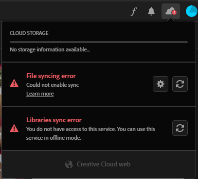 Cannot sync - Adobe Community - 13629284
