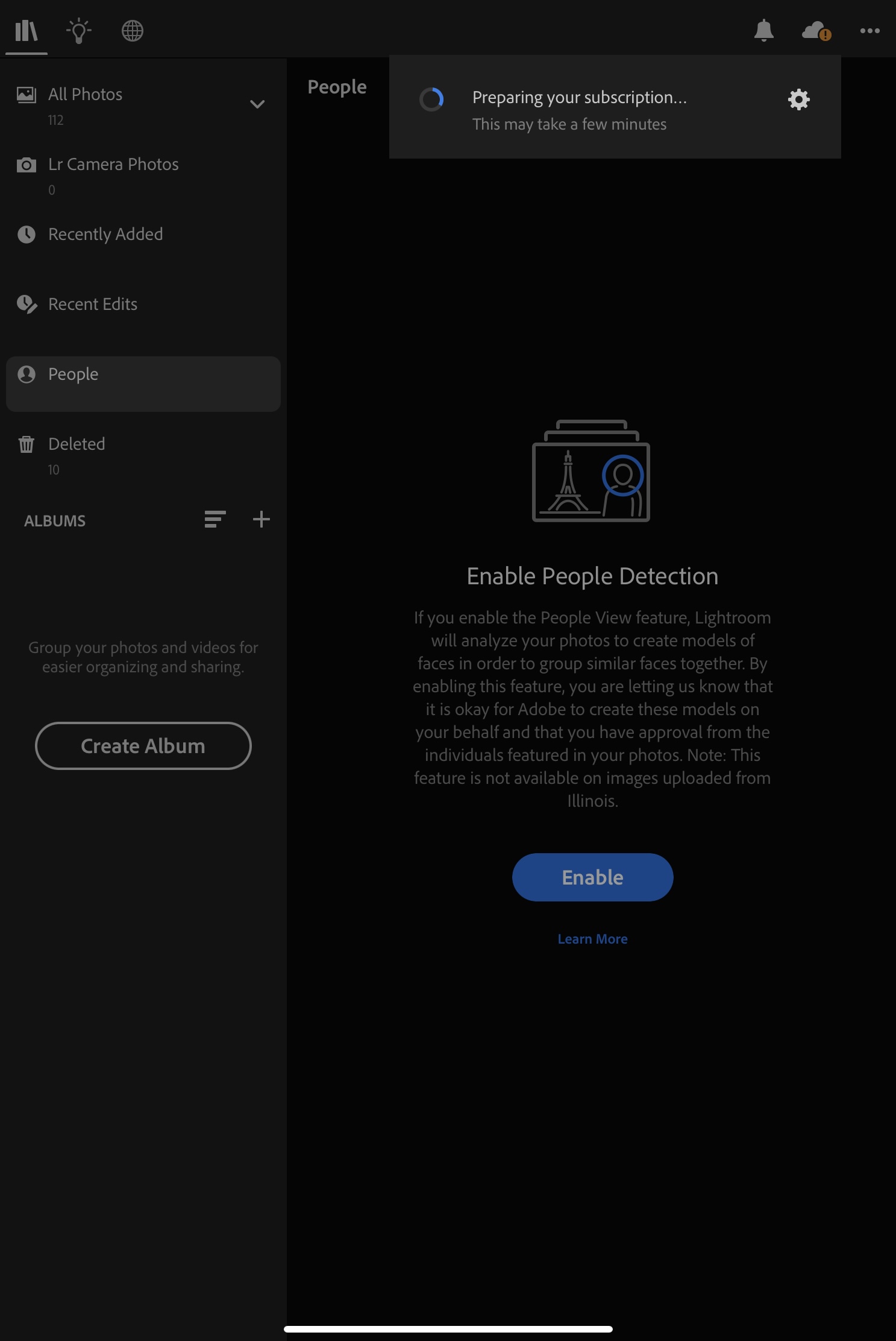 Solved: Lightroom Mobile (iPad) stuck on “preparing your s... - Adobe Product Community - 13629886