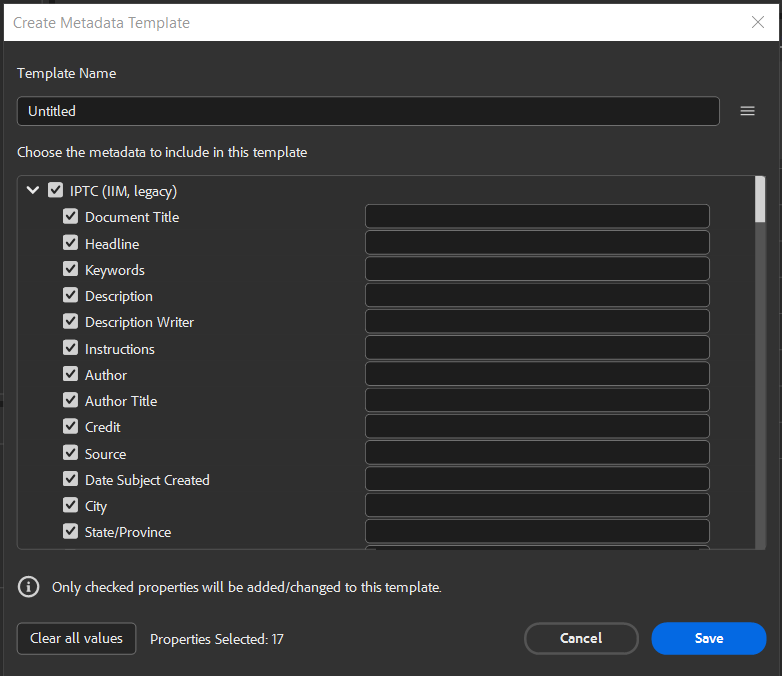 Solved: Metadata Templates - Create or Edit Shows Limited ... - Adobe ...