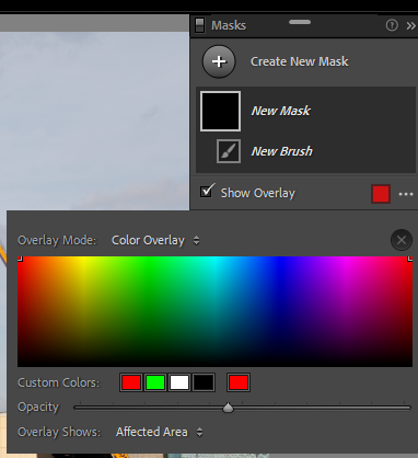 Brush Masking Overlay not showing up - Adobe Product Community - 13632531