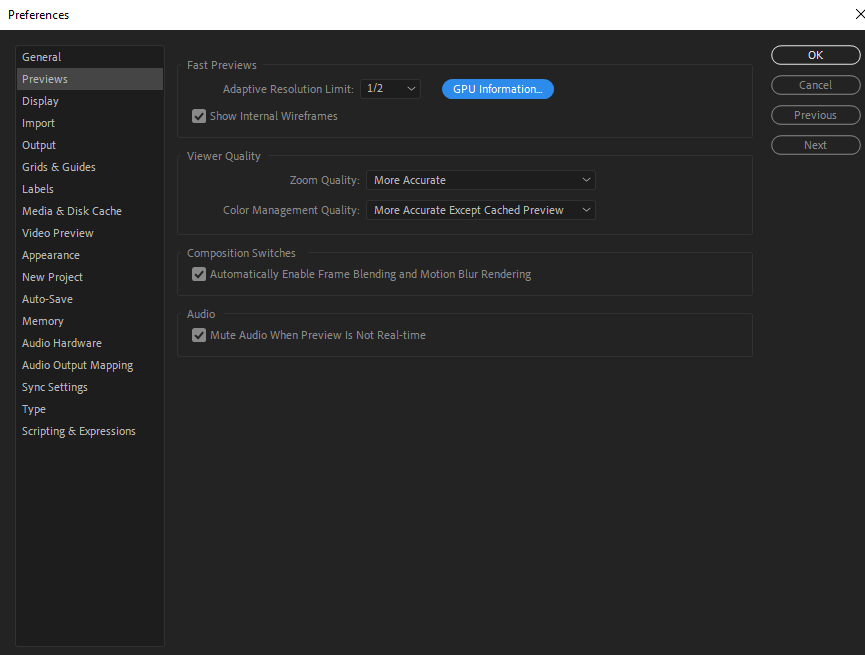 Issues with After Effects Composition Preview - Adobe Community - 10887486