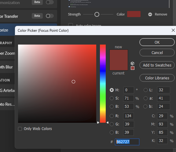 Colorizer Neural Filter Needs a Color Picker Eye D... - Adobe Product ...