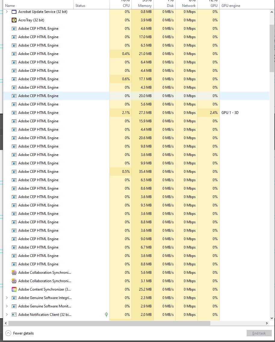 Solved: Multiple 'Adobe CEP HTML Engine' whenever using i... - Adobe ...