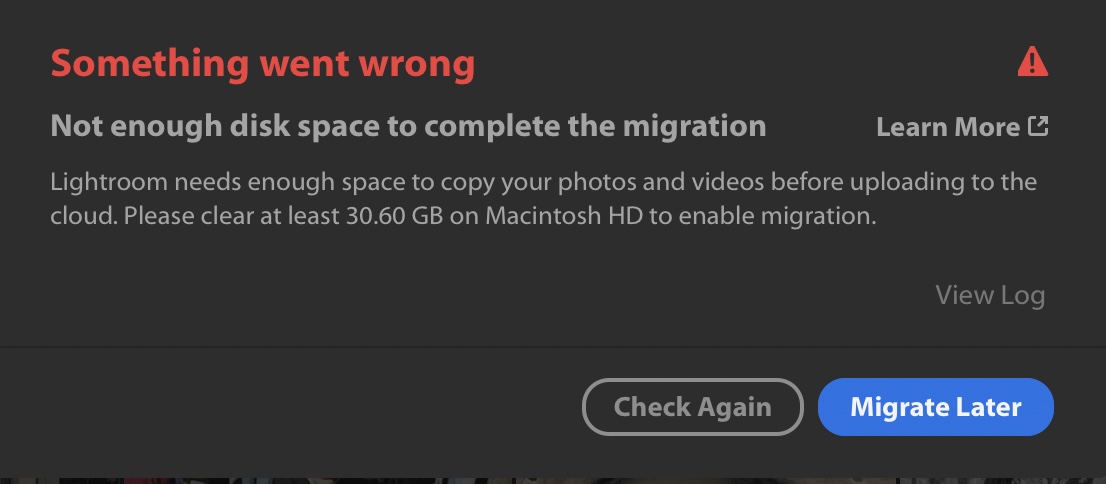 How can there not be enough disk space to migrate - Adobe Community ...