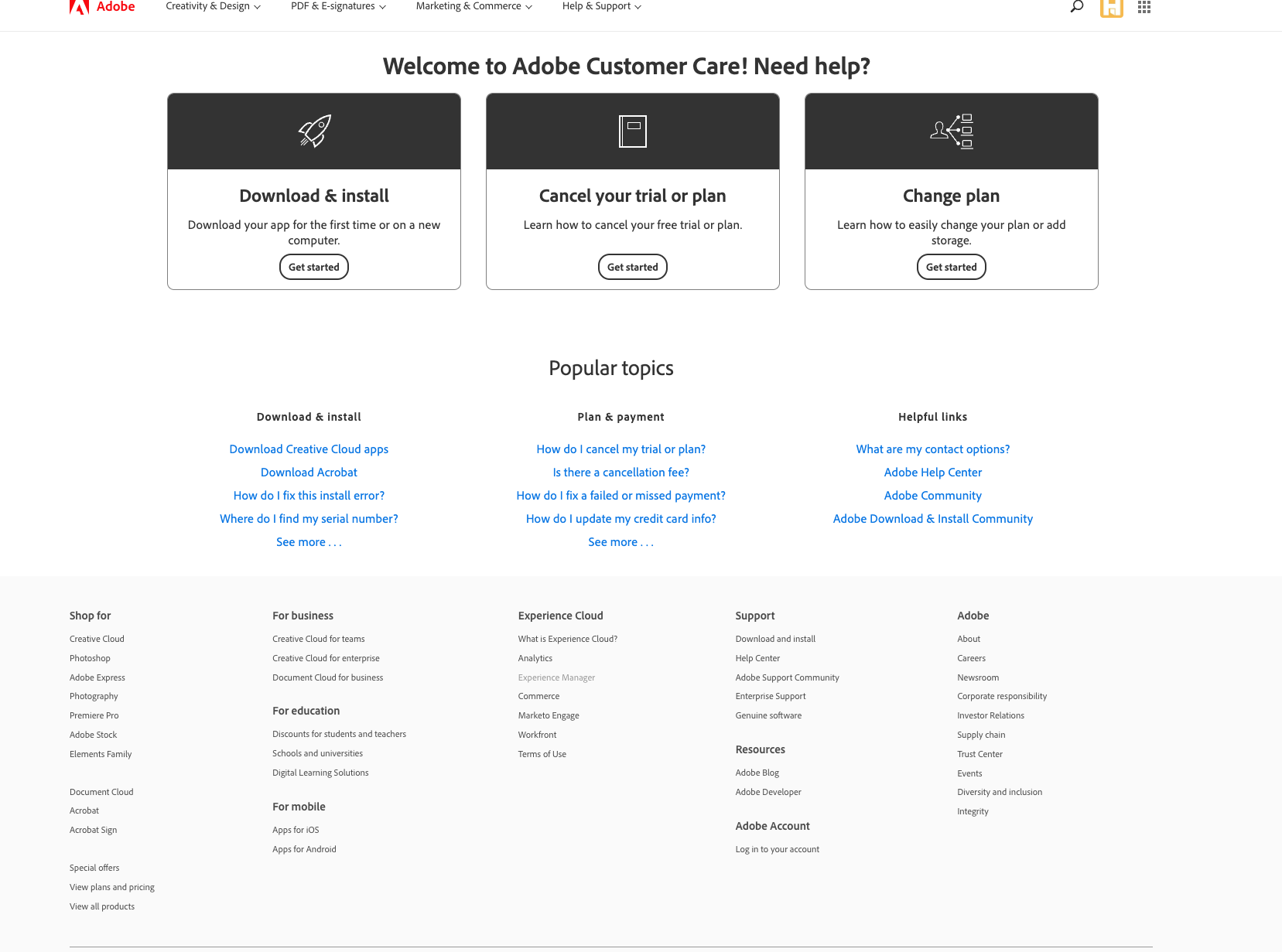Solved: REFUND - how do I contact support? - Adobe Community - 13652220