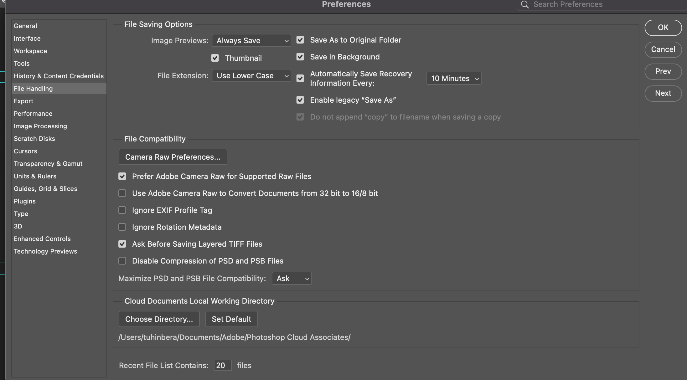 Photoshop missing "Default File Location" setting ... - Adobe Product ...