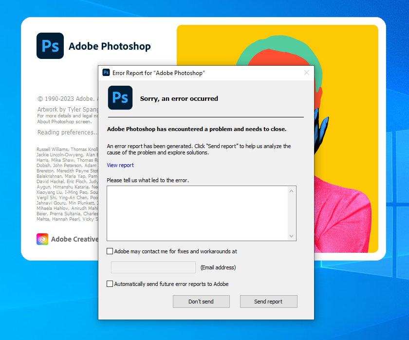 Crash - Sorry, an error occurred - Adobe Community - 13666487