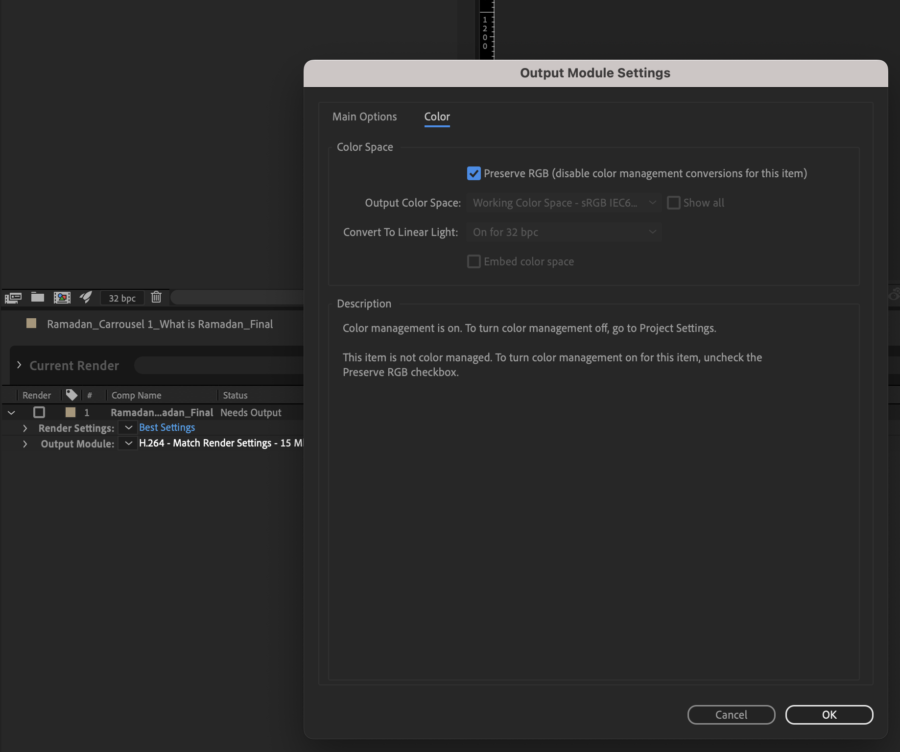 Solved: Washed out colors on After Effects when rendering ... - Adobe Product Community - 9626848