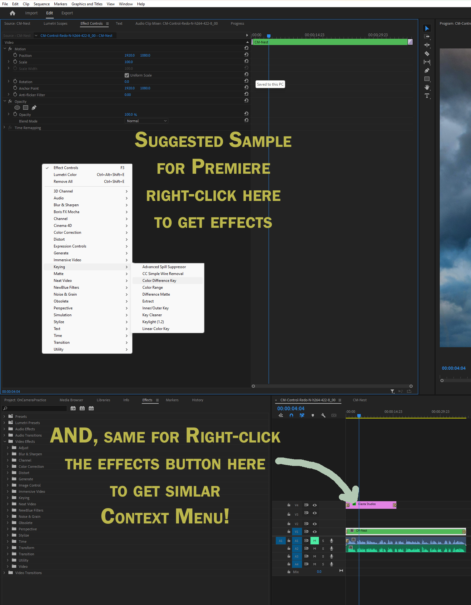 Right-click context menu in Effect Controls and Cl... - Adobe Product ...
