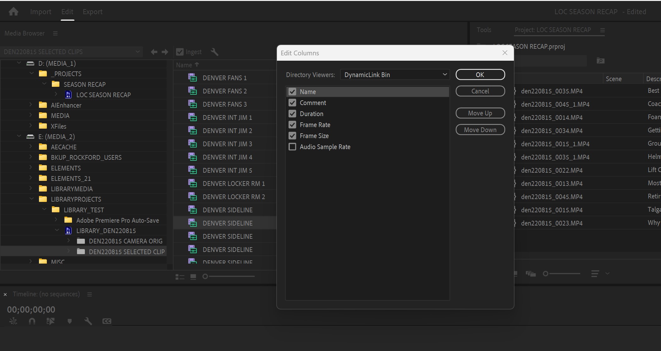 MEDIA INGEST / MEDIA BROWSER Changes Clip Names - Adobe Product ...