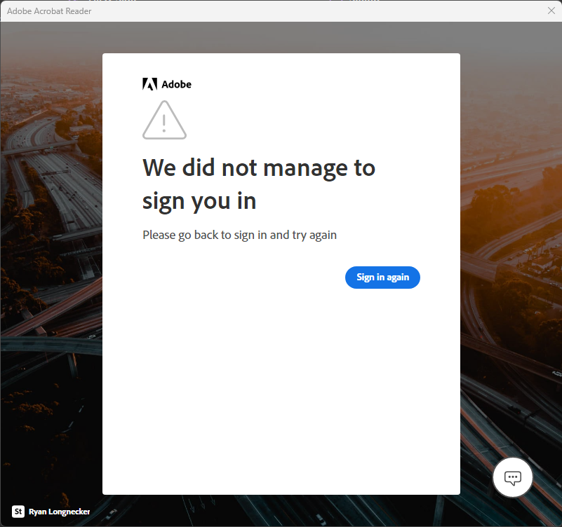 Adobe Acrobat Reader can not login - Adobe Product Community - 13682331