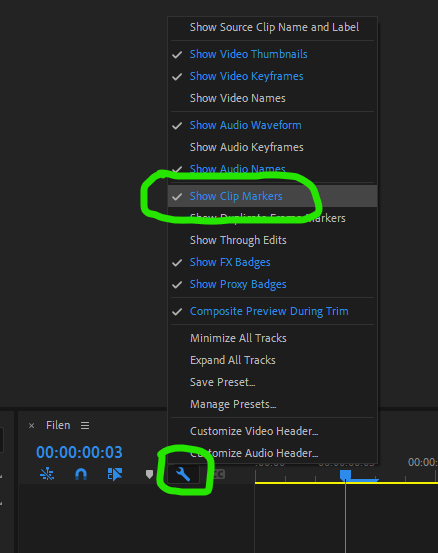 Markers not showing on timeline - Adobe Community - 13686267