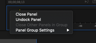 Solved: Cannot close audio meter panel - Adobe Product Community - 9875572