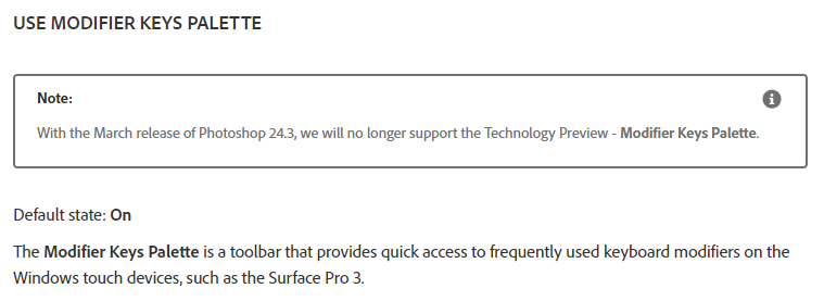 Solved: Modifier keys panel is missing - Adobe Community - 13686474